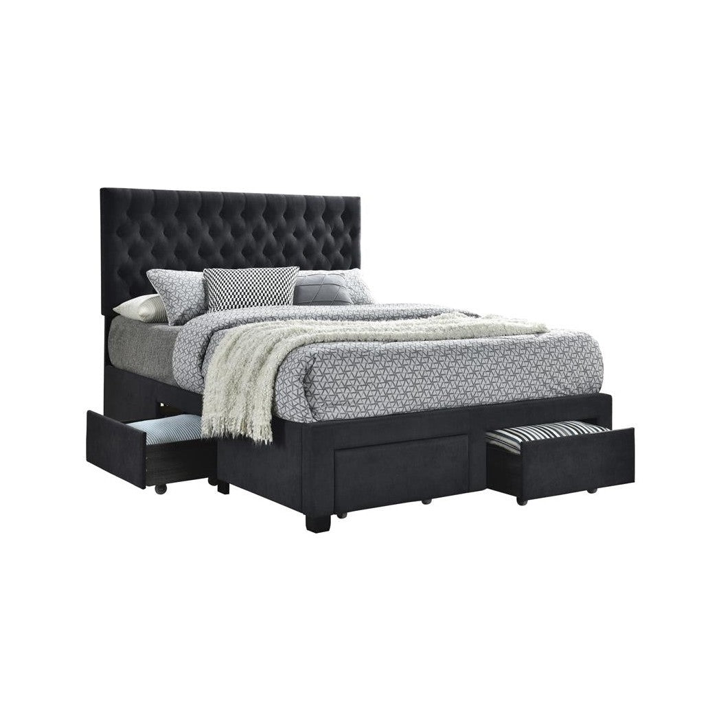 Coaster Soledad Full 4-Drawer Button Tufted Storage Bed Charcoal – Beck ...